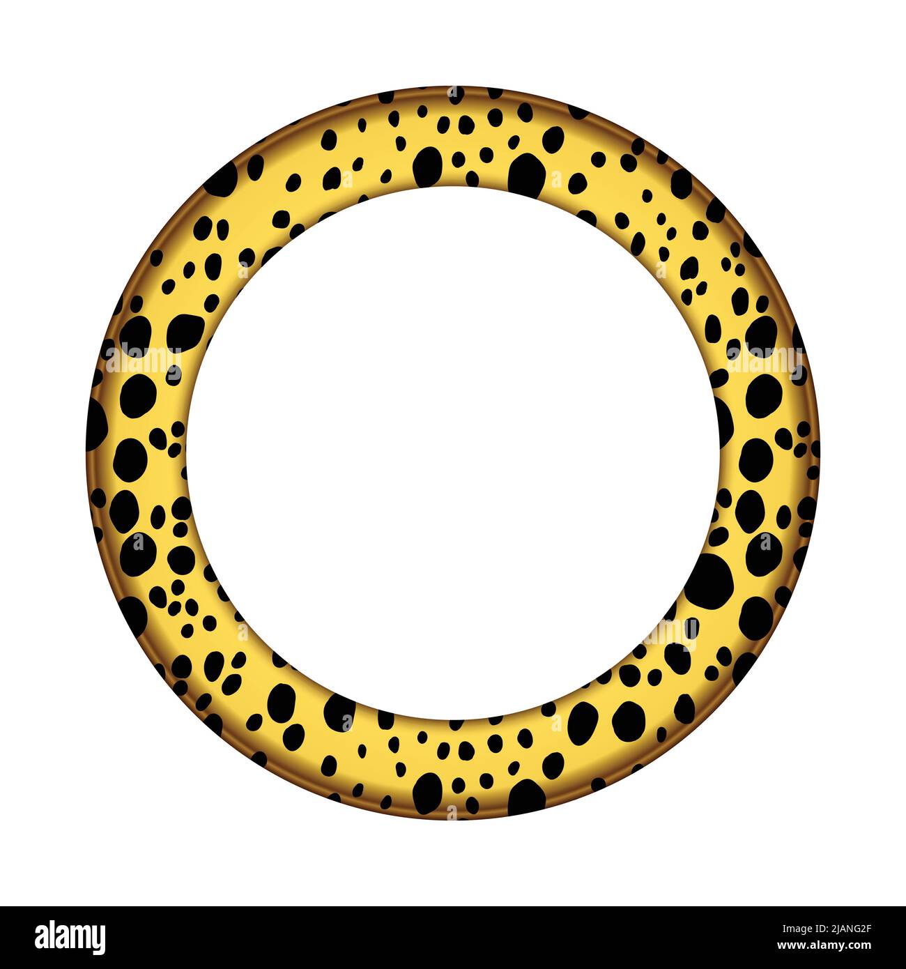 Decorative round border with animal print. Trendy leather skin. Golden ...