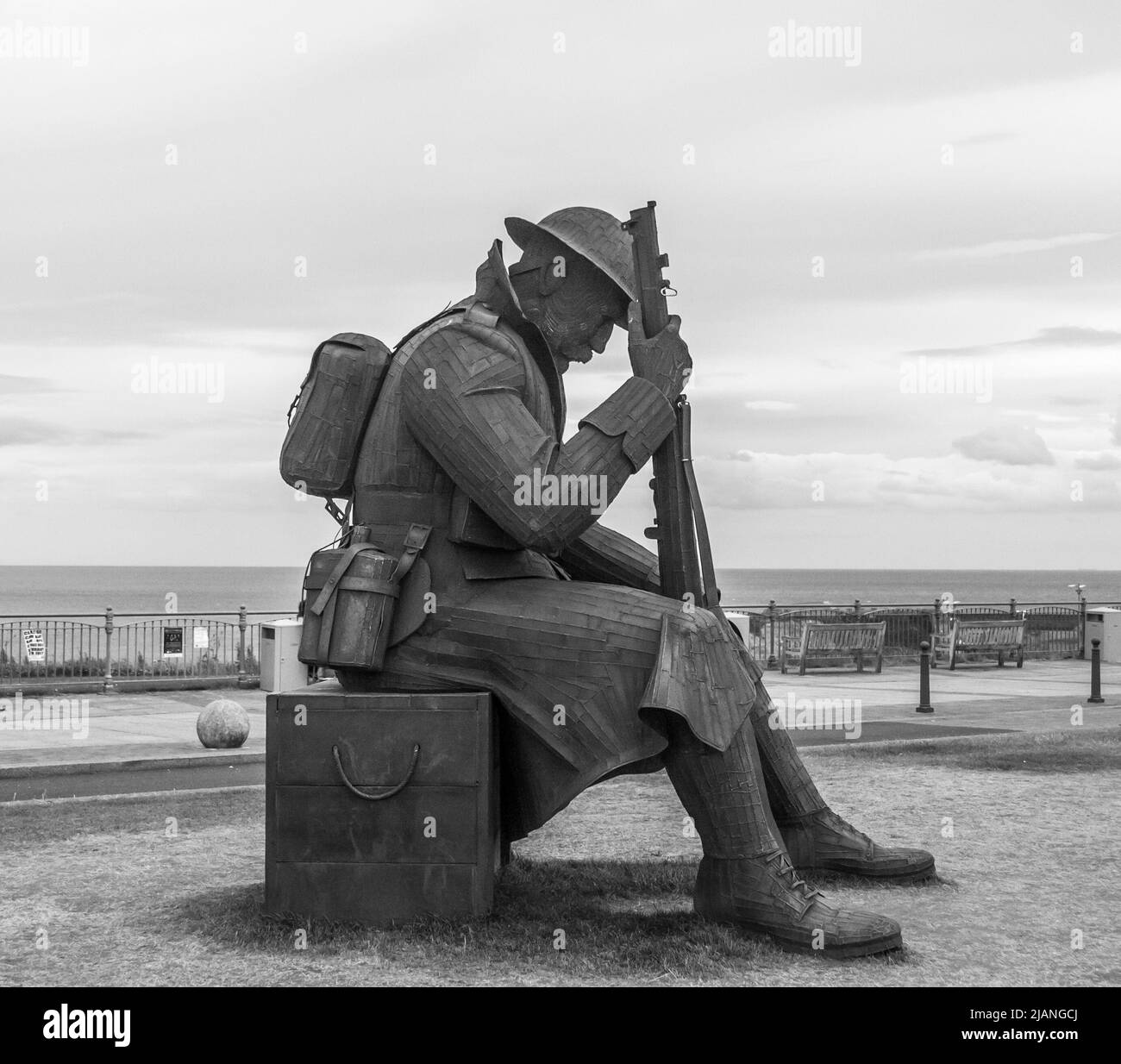 The statue of Tommy, Soldier 1101,on the seafront at Seaham,England,UK ...
