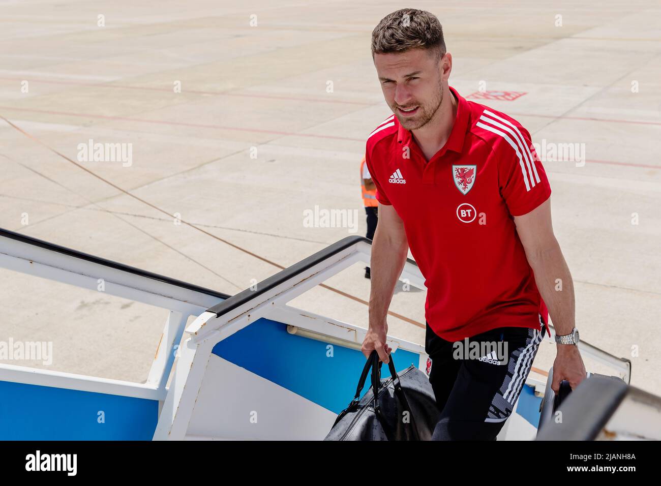 LAGOS, PORTUGAL - 30 MAY 2022:Wales' Aaron Ramsey travels to Warsaw ...