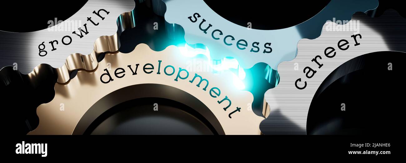 Growth, success, career, development - gears concept - 3D illustration ...