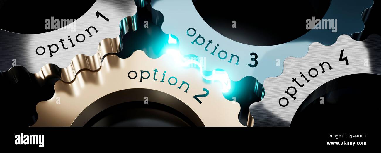 Option 1, 2, 3, 4 - gears concept - 3D illustration Stock Photo - Alamy