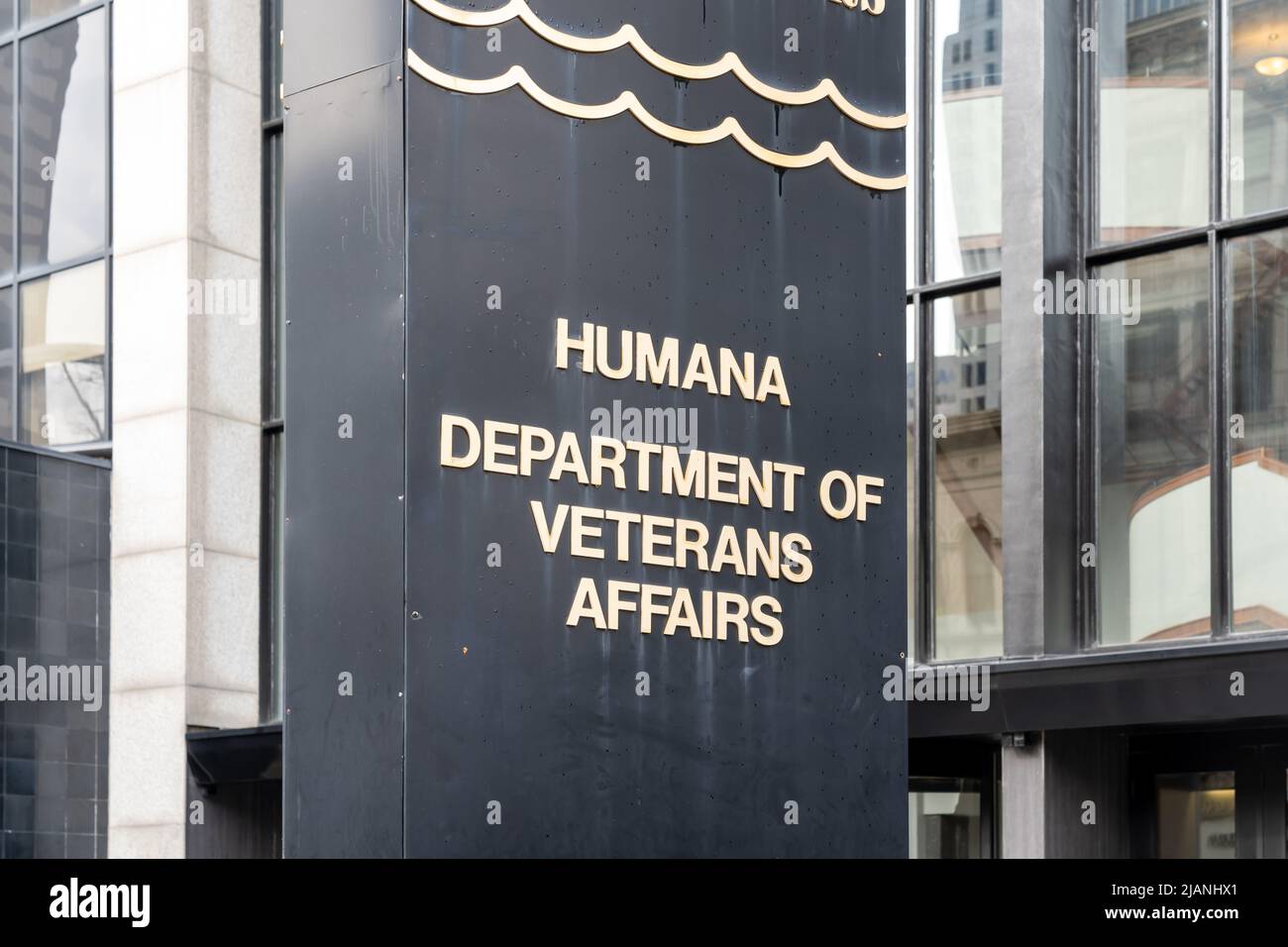 Louisville, KY, USA - December 28, 2021: The directory sign with Humana ...