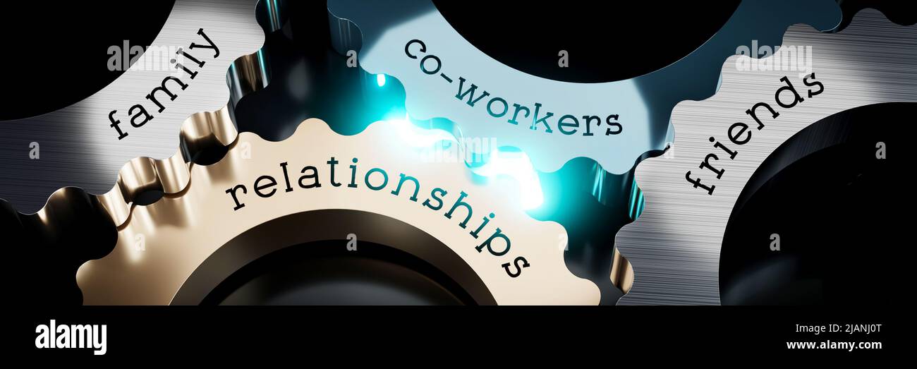 Family, co-workers, relationships, friends - gears concept - 3D ...