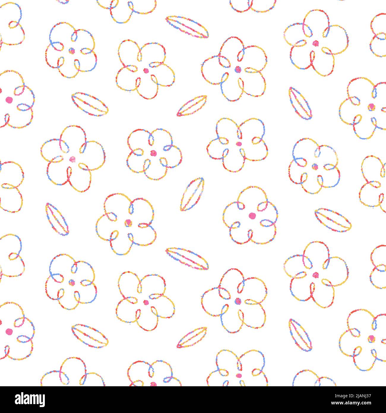 Hand drawn vector illustration of flower pattern. Line art Stock Vector ...