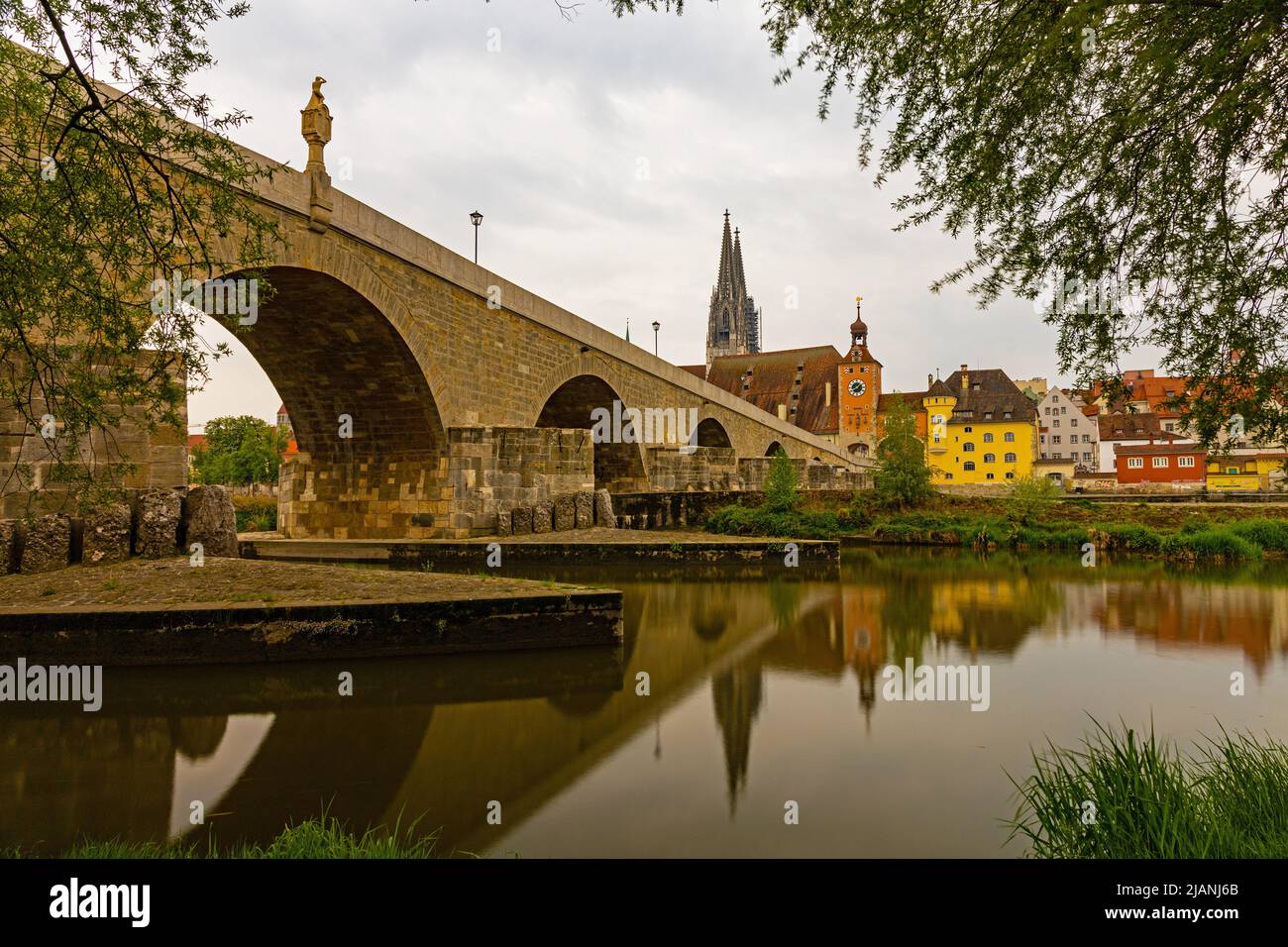 old Stone Bridge and river Danube in Regensburg Stock Photo - Alamy