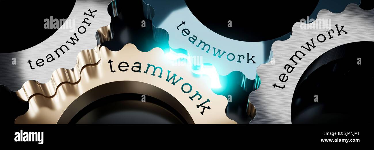 Teamwork - gears concept - 3D illustration Stock Photo - Alamy