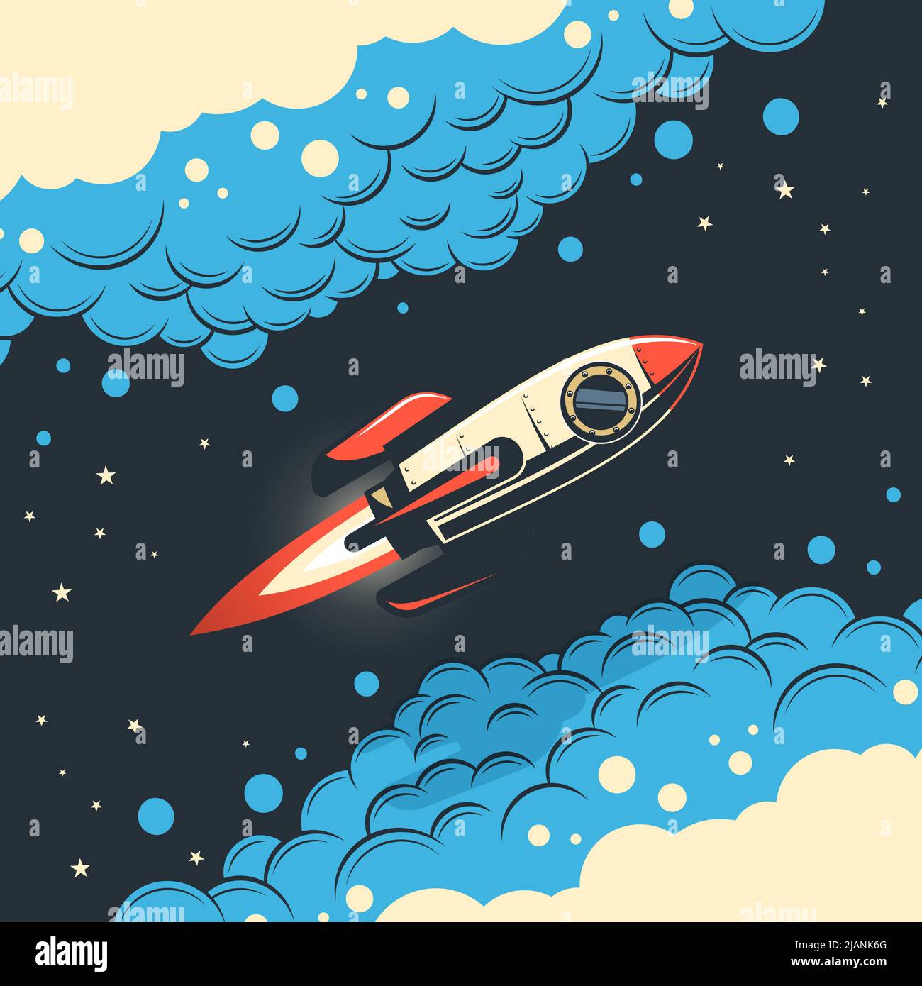 Retro rocket in comic style Stock Vector Image & Art - Alamy
