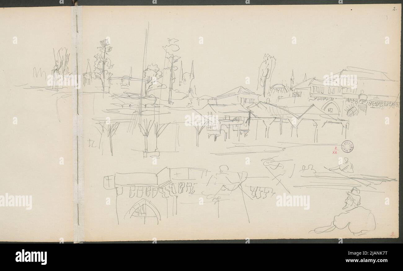 Sketchbook Jan Matejko from a trip to Constantinople. Double sided ...