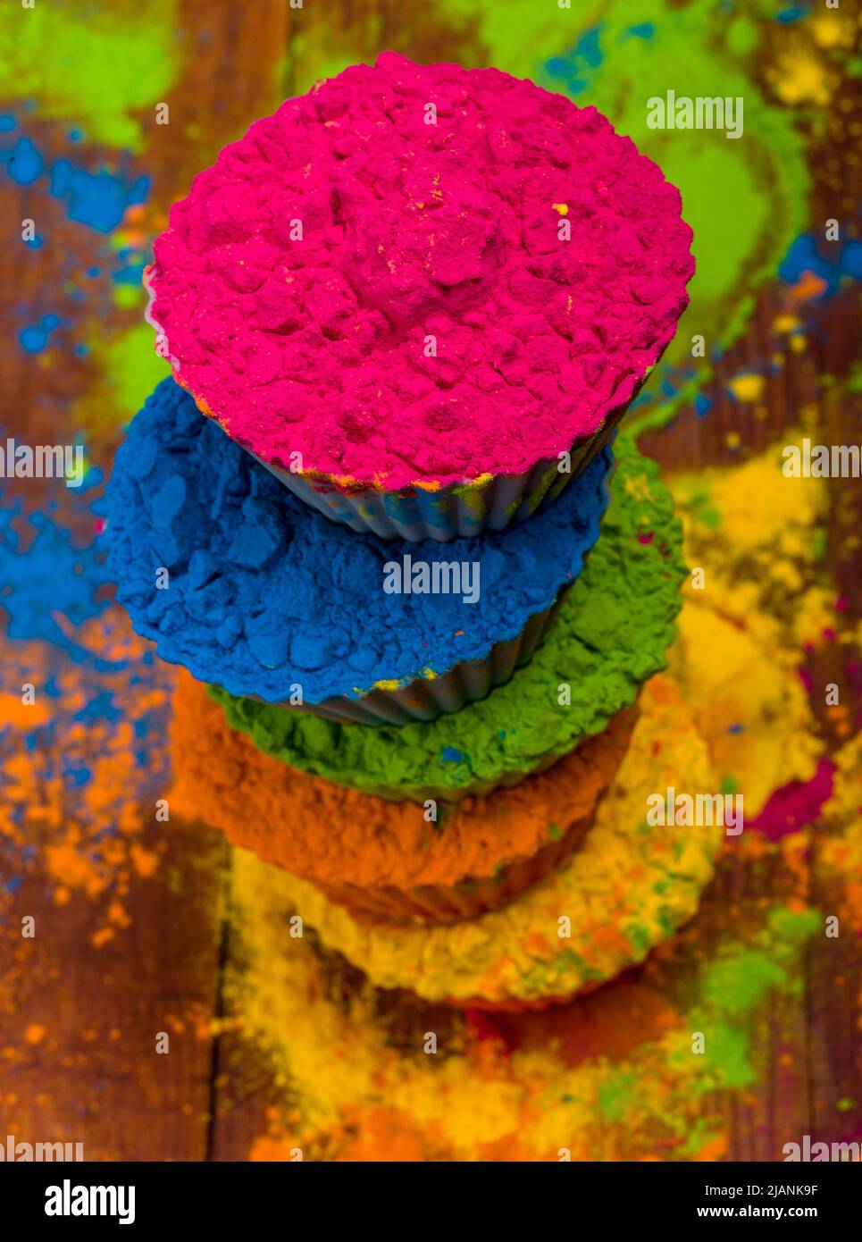 Holi color powder. Organic Gulal colours in bowl for Holi festival ...