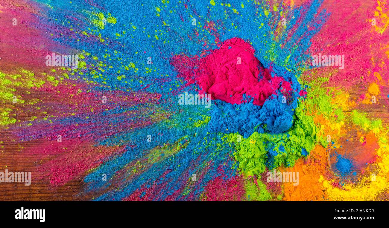 Holi color powder. Organic Gulal colours in bowl for Holi festival ...