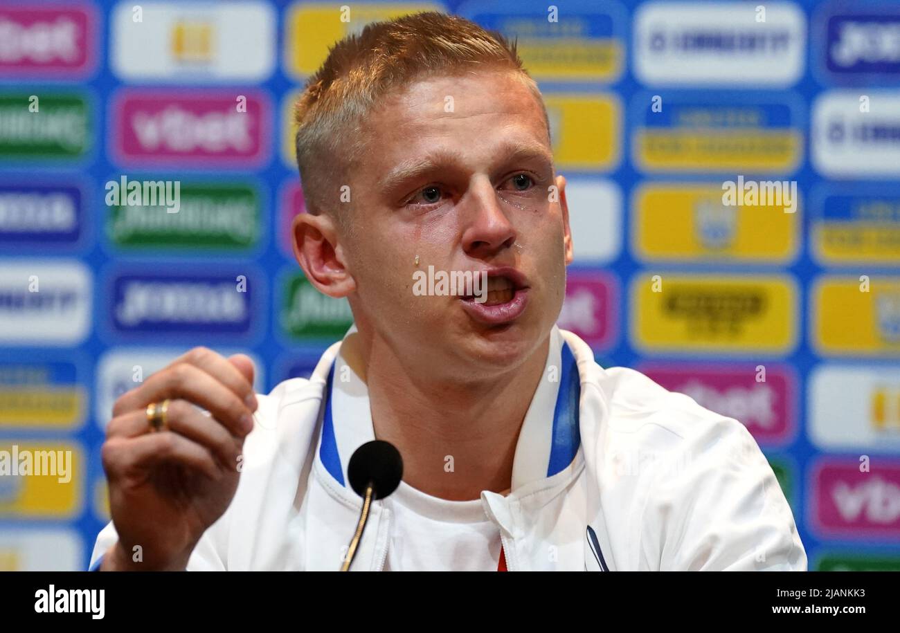 Ukraine Oleksandr Zinchenko During A Press Conference At Hampden Park