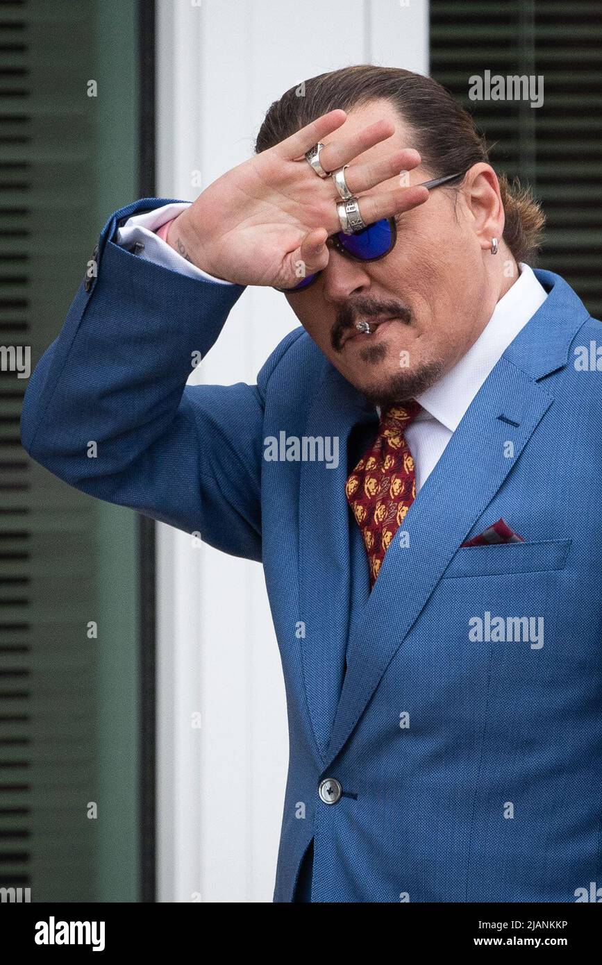 May 24, 2022, Fairfax, Virginia, USA: Johnny Depp gestures to fans ...