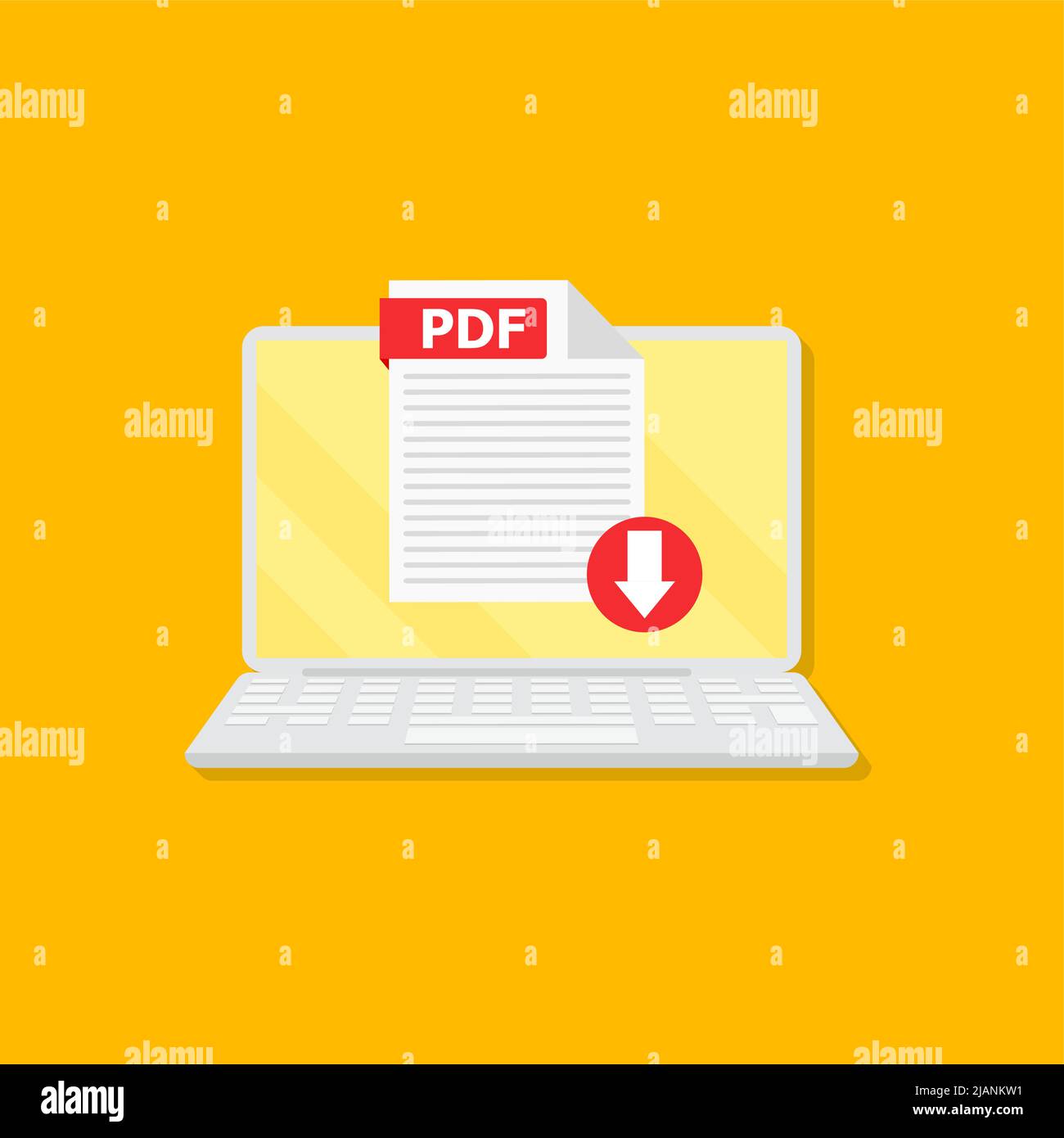 Download PDF button on laptop screen. Downloading document concept ...