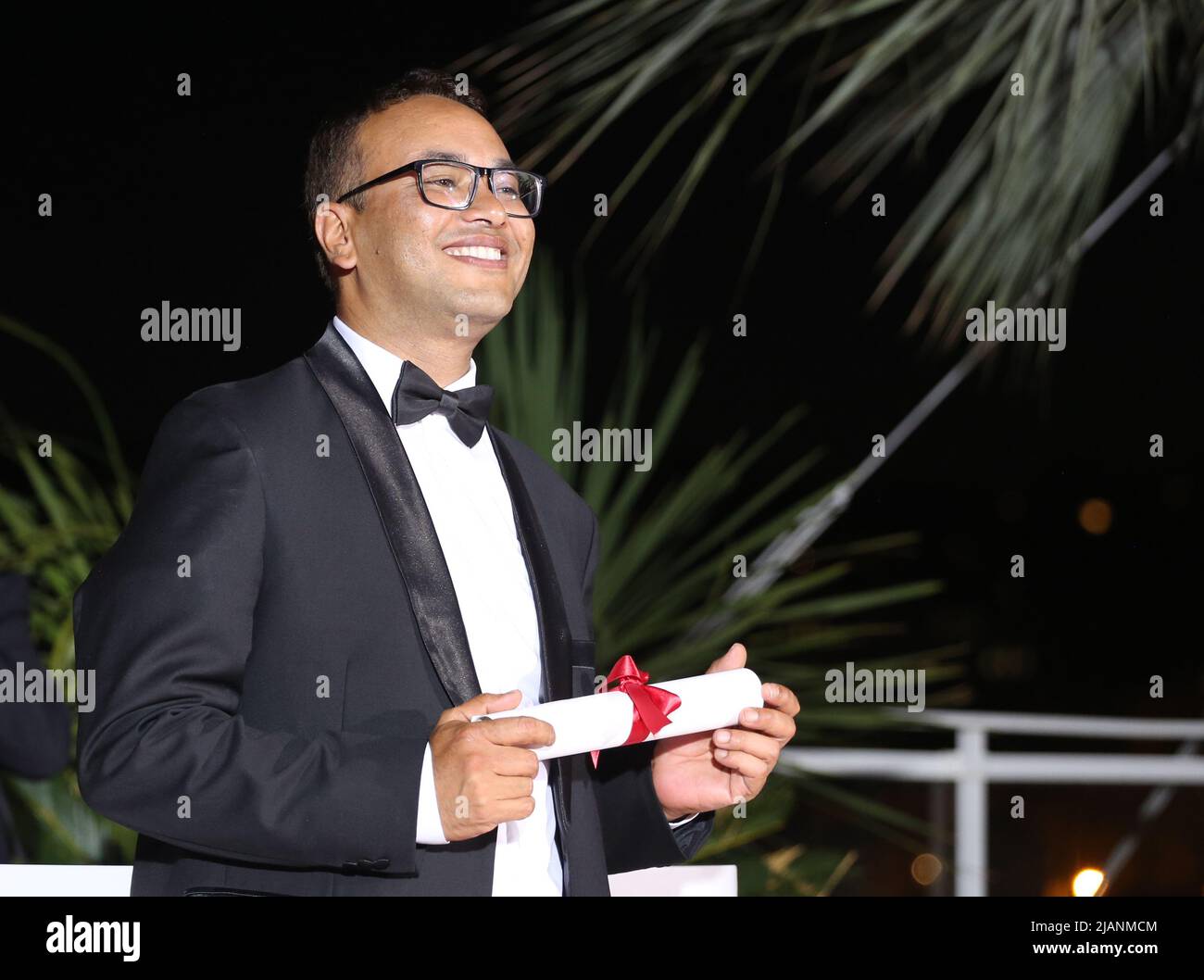 Cannes, France. 28th May, 2022. Abinash Bikram Shah with a special mention prize for Short Film ...
