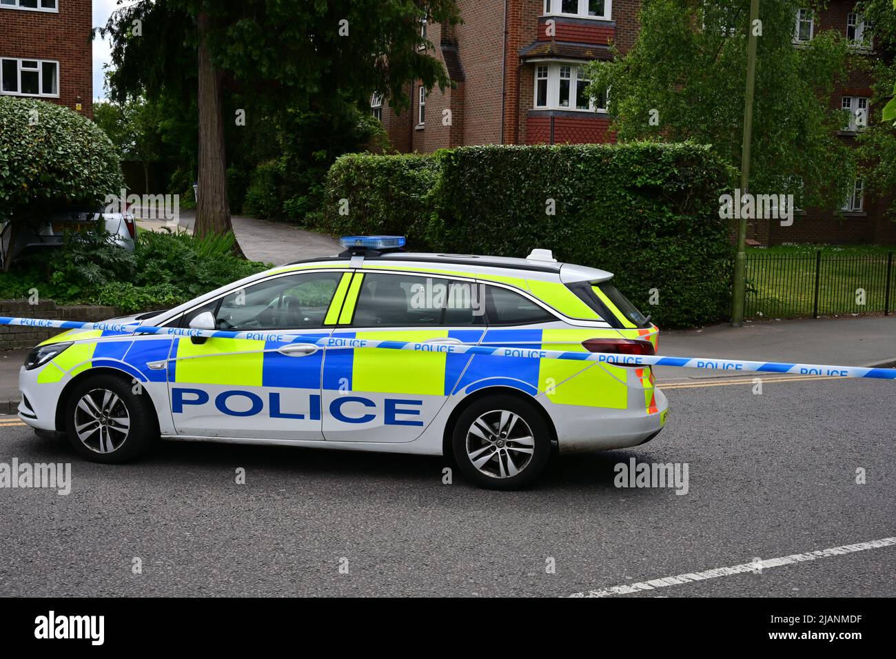 Police Car Cordon Road Stock Photo - Alamy