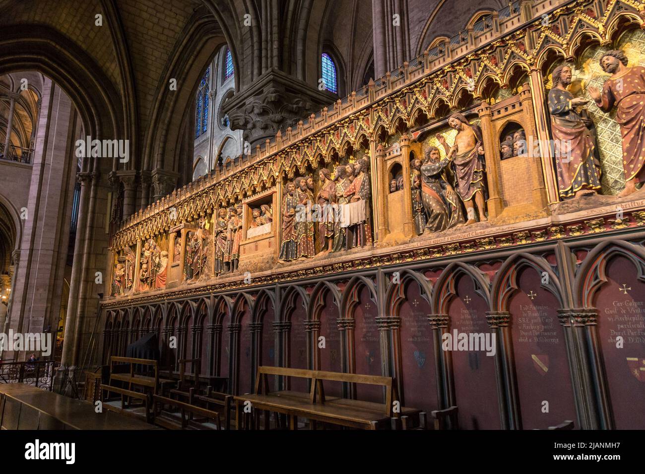 Paris, France, March 27, 2017: Interior of the Cathedral of Notre Dame ...