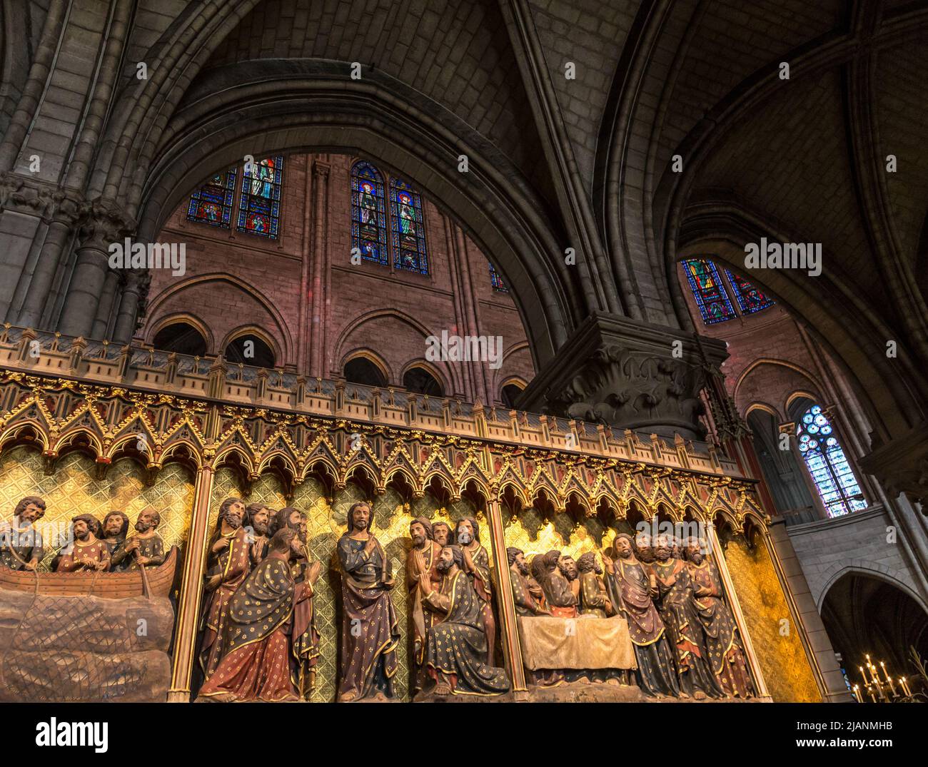 Paris, France, March 27, 2017: Interior of the Cathedral of Notre Dame ...