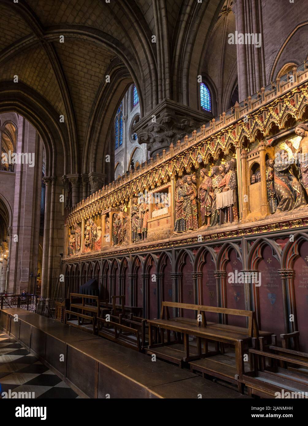 Paris, France, March 27, 2017: Interior of the Cathedral of Notre Dame ...