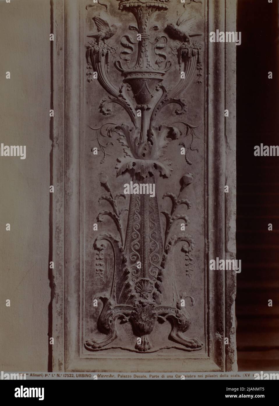 Urbino Ducal palace stucco on the lower part of a shaft from a ...