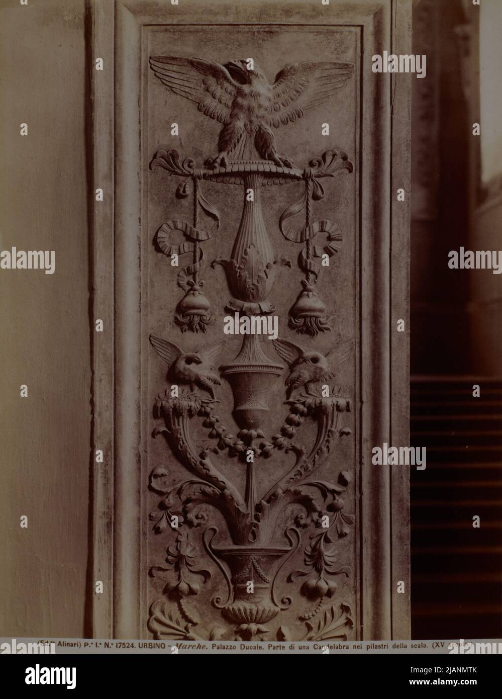 Urbino Ducal palace stucco on a fragment of a shaft from a Renaissance ...