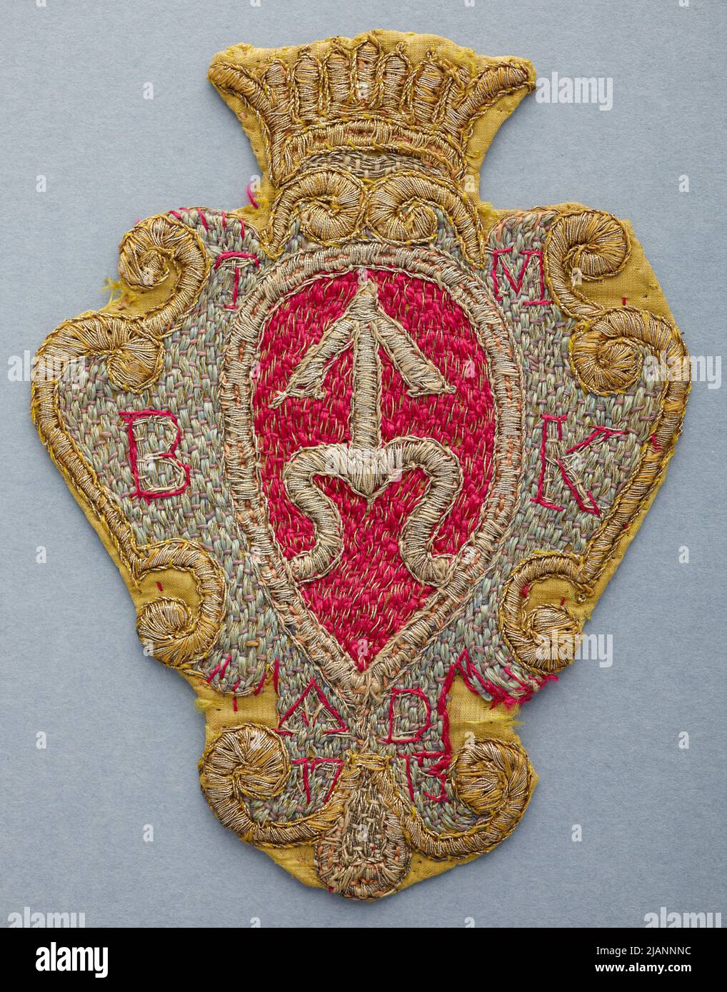 Cartouche with a coat of arms, embroidered – the Odrowąż coat of arms ...