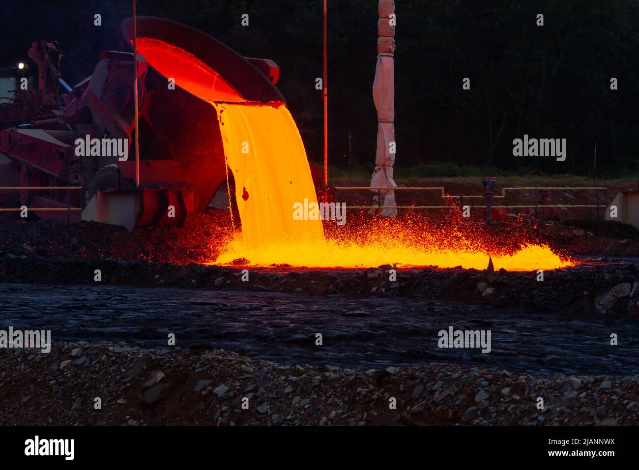 First Quantum Minerals FM (FQML) Zambian operation, pouring molten slag ...