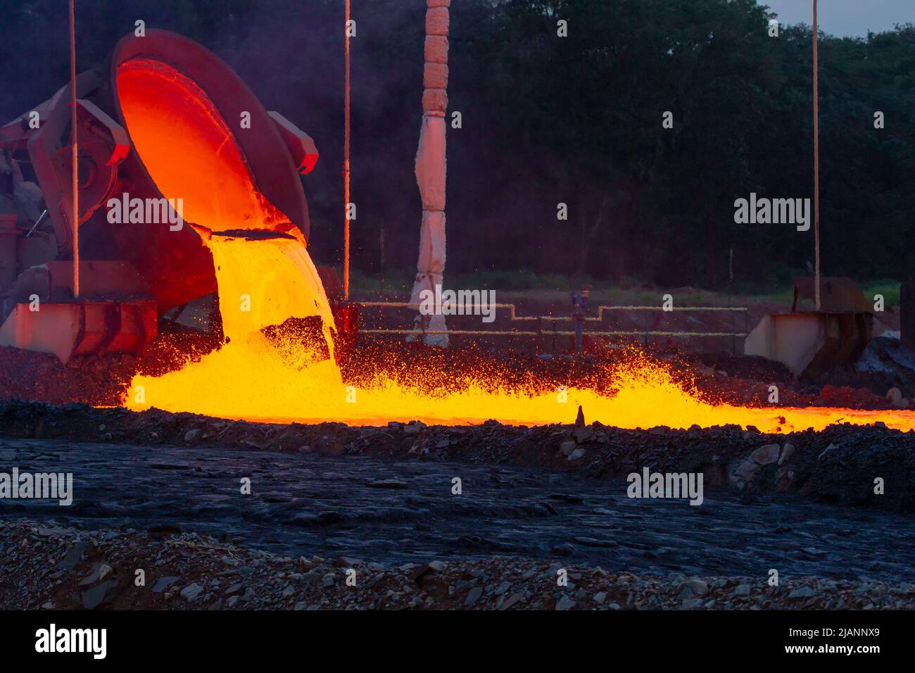 First Quantum Minerals FM (FQML) Zambian operation, pouring molten slag ...