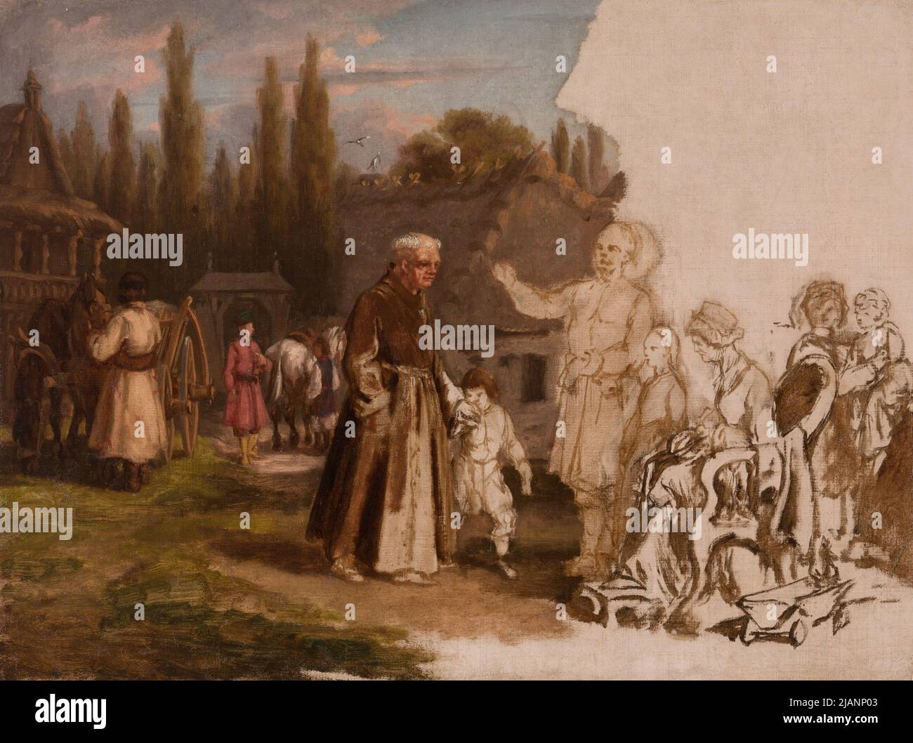 A Nobleman's Family and a Monk Androlli, Micha Elwiro (1836 1893 Stock ...