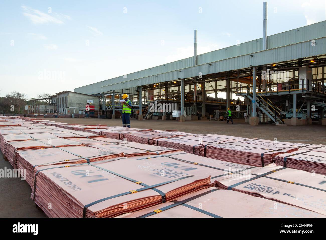 First Quantum Minerals. A stack of newly mined copper sheets, FQM ...