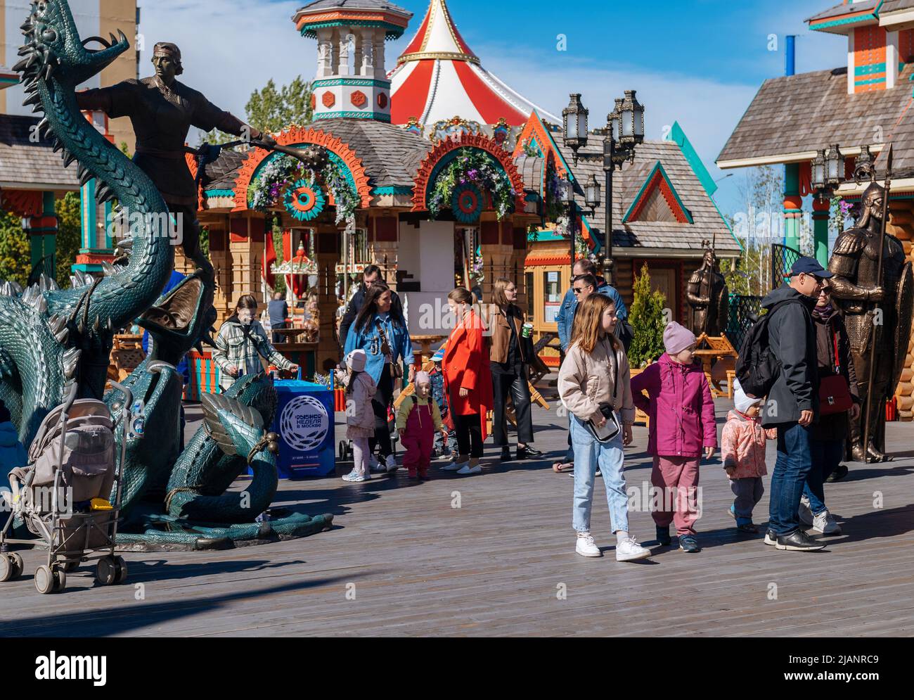 Gastronomic festival "Fish week 2022". Visitors at the festival venue ...