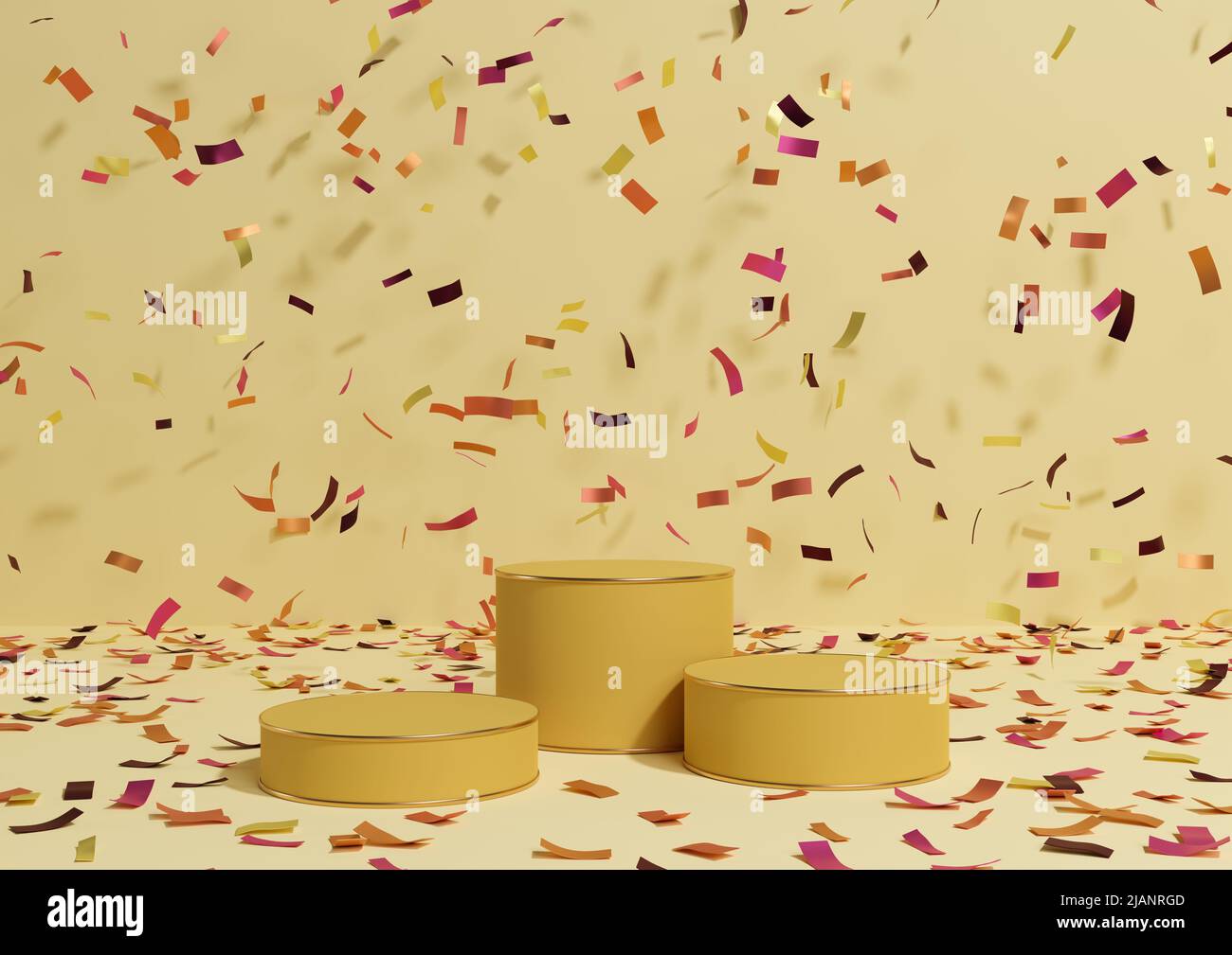 Warm, light, bright, pastel yellow 3D rendering product display three ...