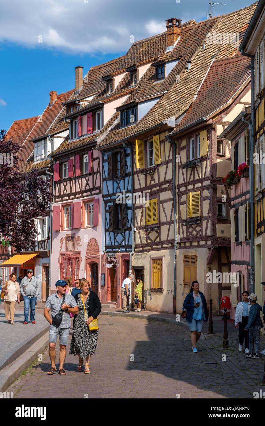 Colmar, France - 29 May, 2022: tourists enjoy a visit to the historic ...