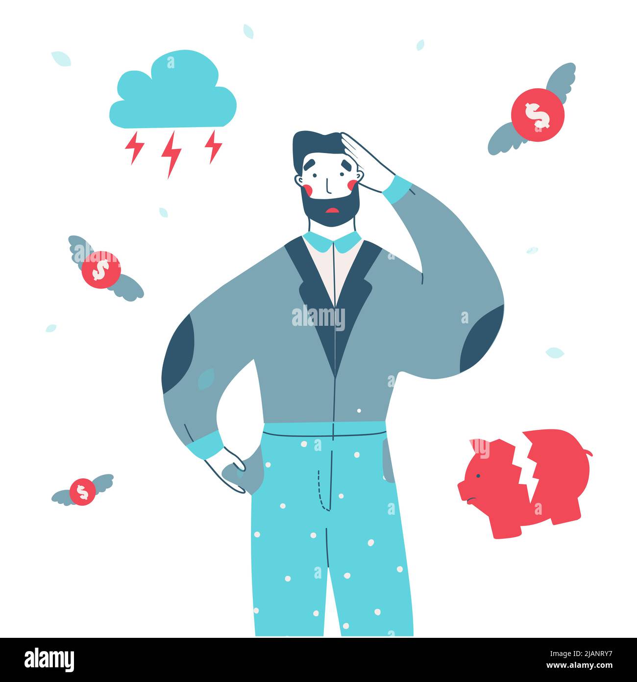 Bankrupt businessman character flat cartoon vector illustration ...