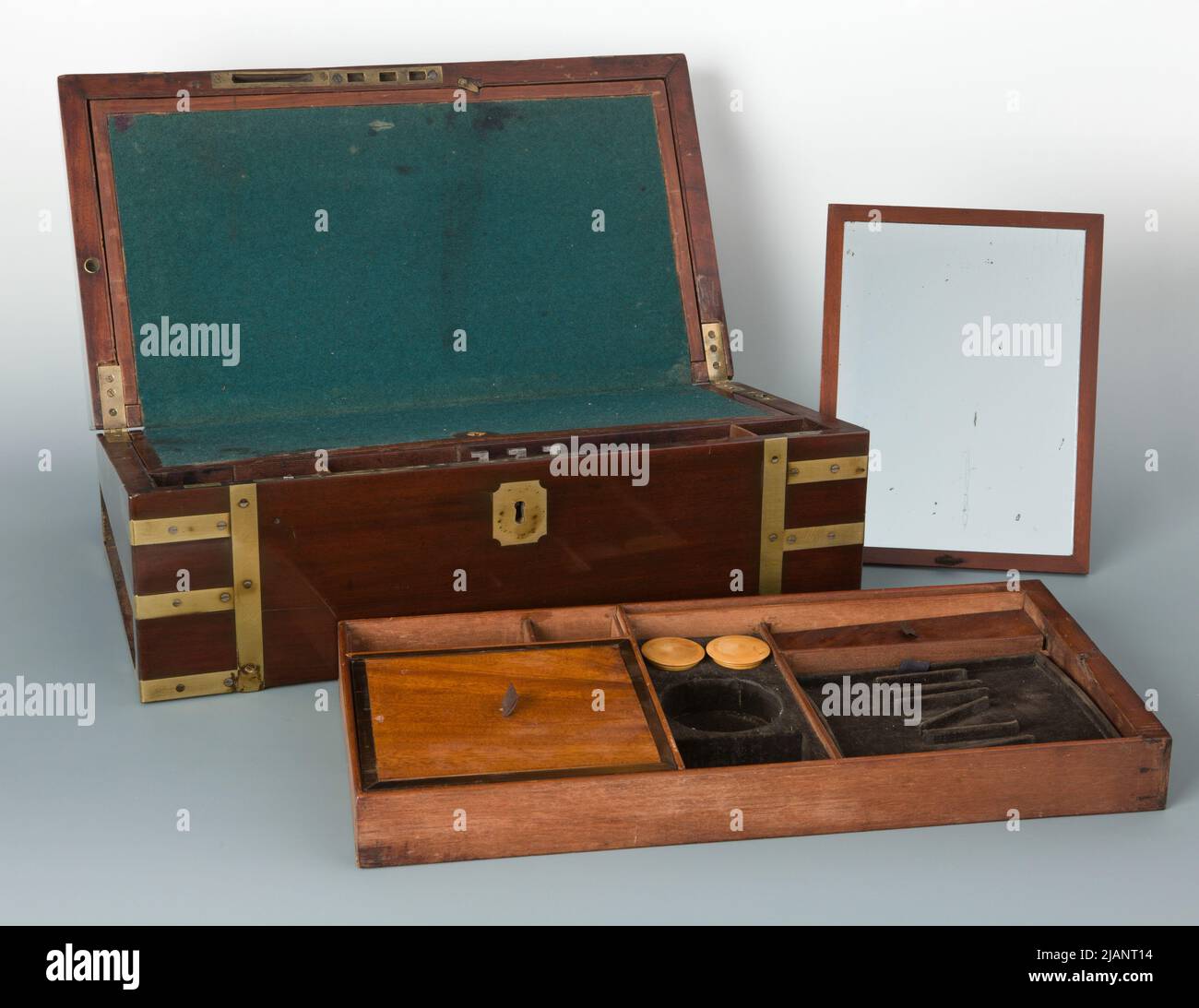 Desk (1) with 2 A drawer (insert), mirror (2b), cassette (2C) and two ...