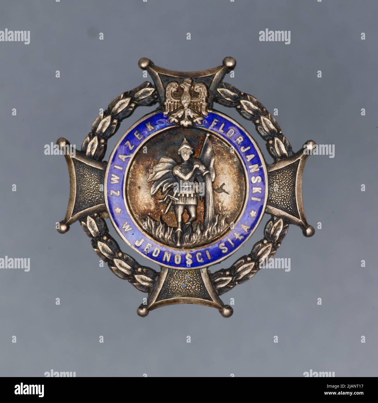 Commemorative badge of the Florian Association in Warsaw, in unity ...