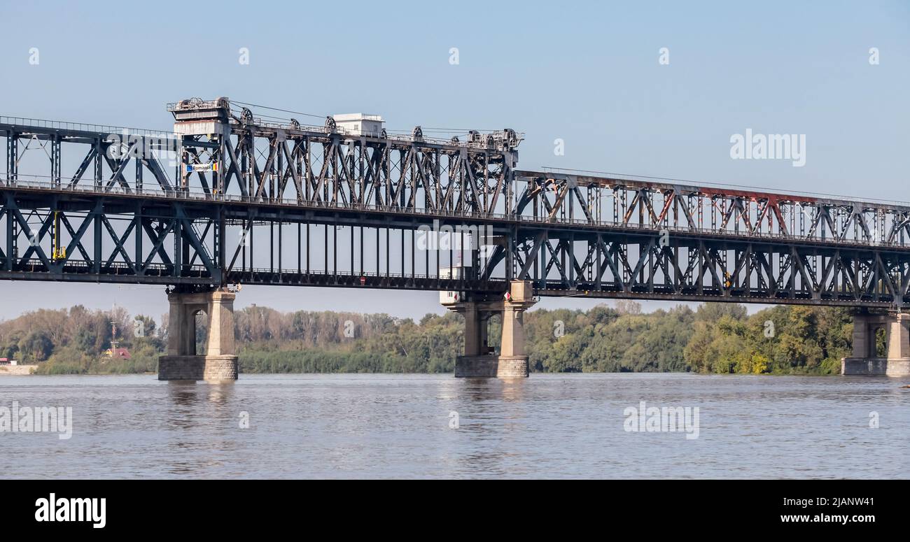 Danube Bridge or the Friendship Bridge. Steel truss bridge over the ...