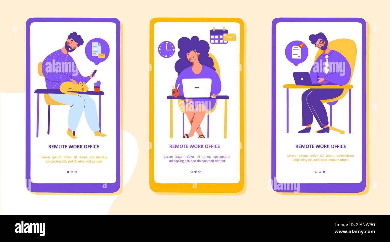 Remote office electronic document mobile app page screen template ...