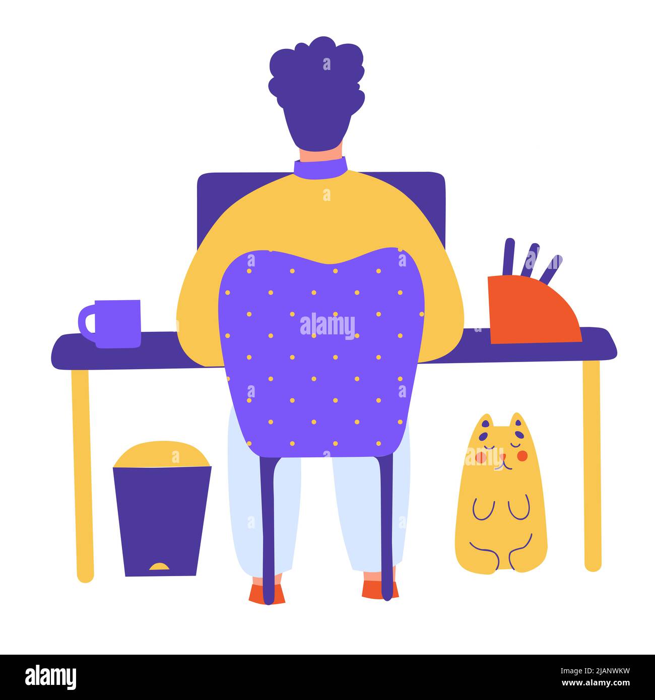 Work from home, cartoon people vector illustration. Home office. Remote ...