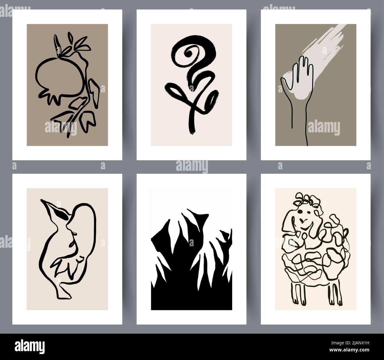 Modern abstract hand drawn art wall posters Stock Vector Image & Art ...