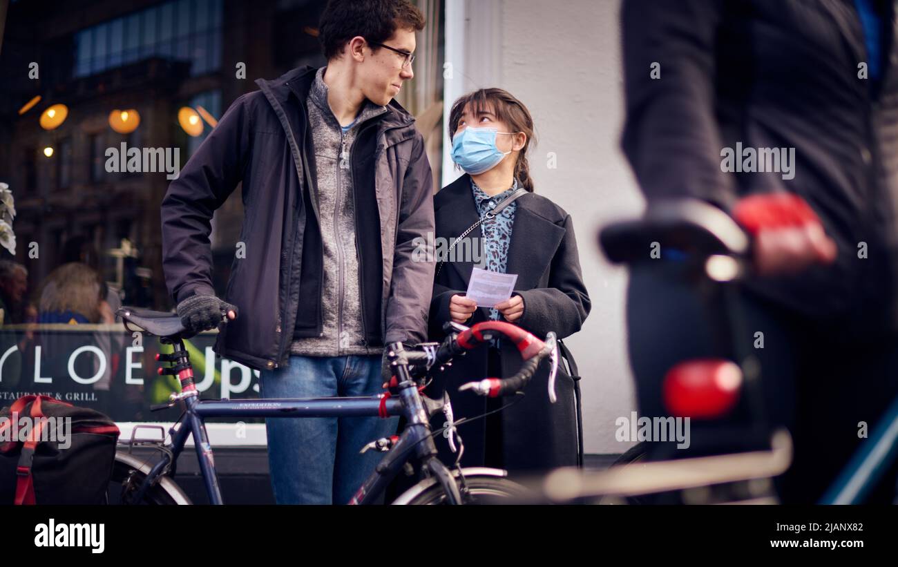 Edinburgh Scotland, UK May 31 2022. Cyclists and others gather in the ...