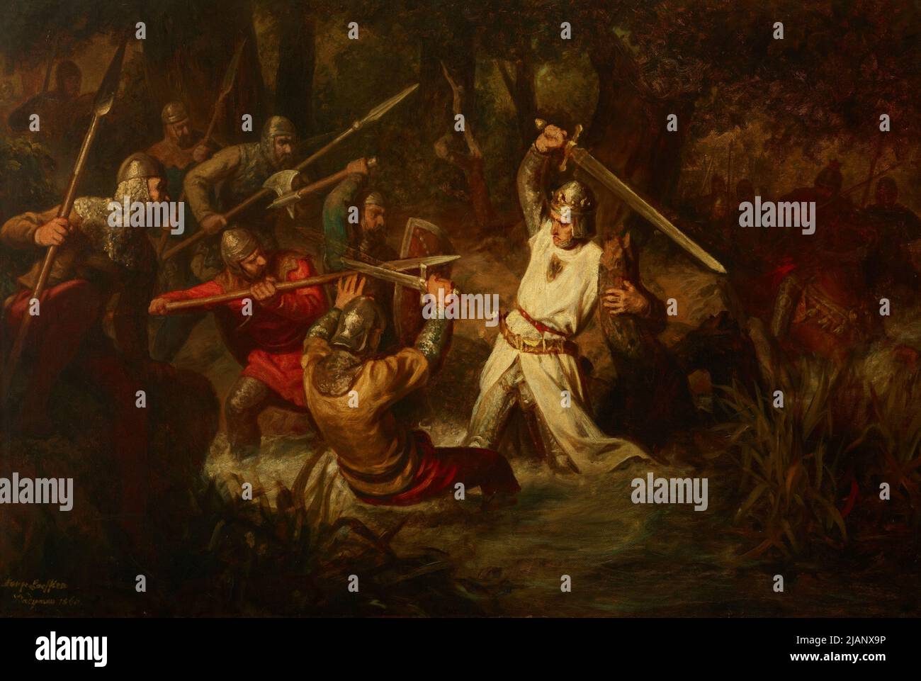 Emperor Rudolf I in the Battle of Marchfeld Loeffler, Leopold (1827 ...