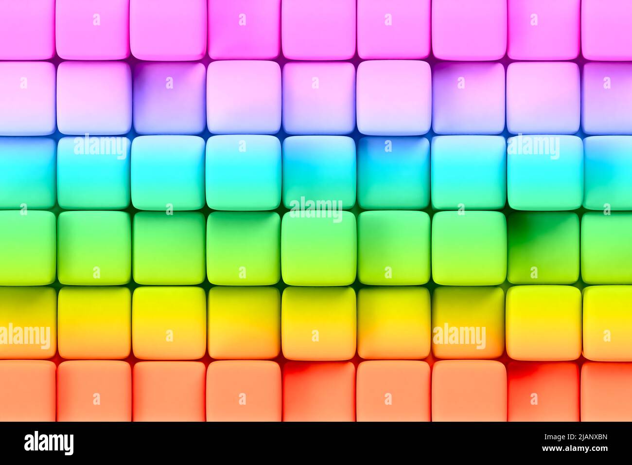 Abstract rainbow background with colorful vivid cubes. 3D illustration ...