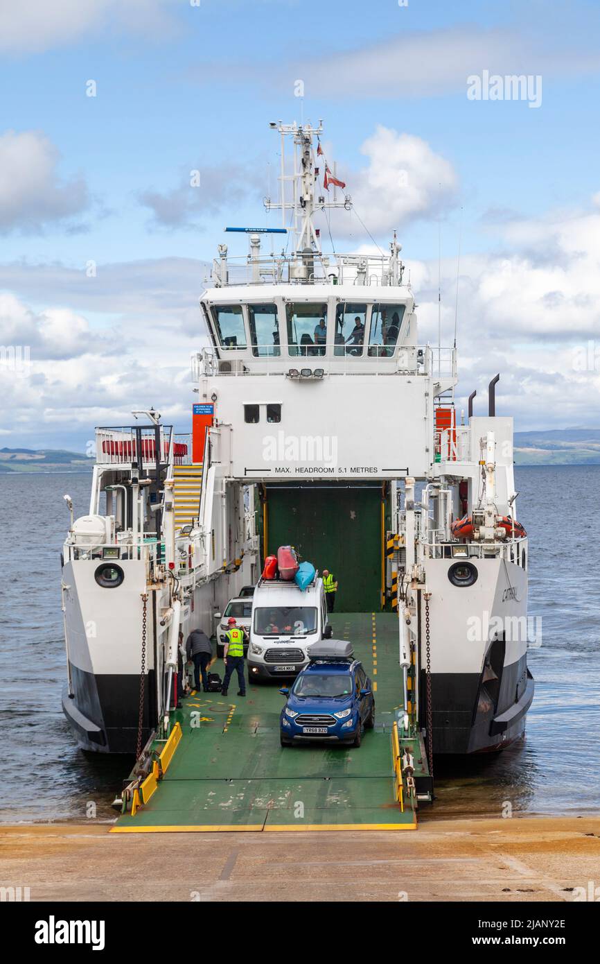 The Catriona a Caledonian MacBrayne car ferry arriving at Lochranza ...