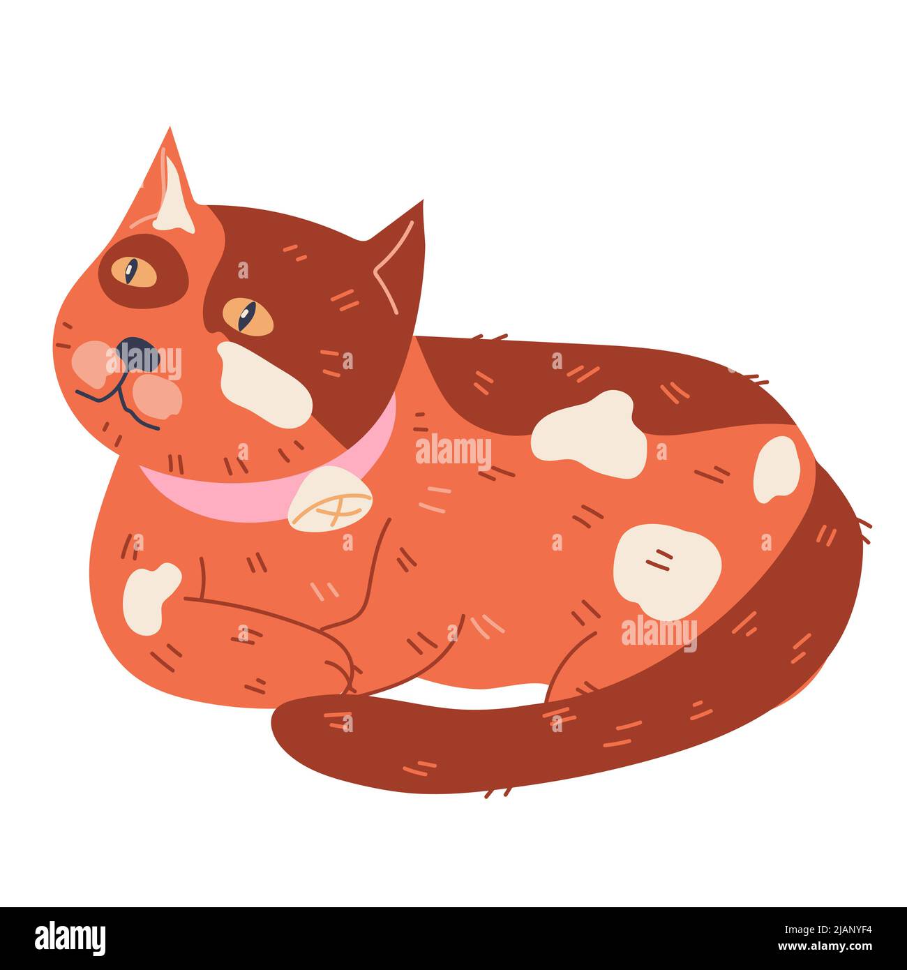 Cute fat adorable cat or kitten cartoon character, flat vector ...