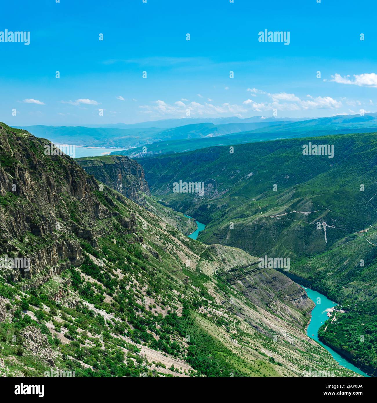 mountain landscape, view of the canyon of the Sulak river in Dagestan ...