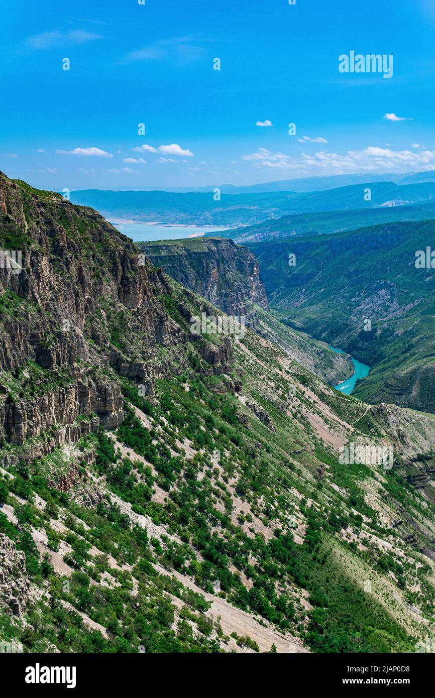 mountain landscape, view of the canyon of the Sulak river in Dagestan ...