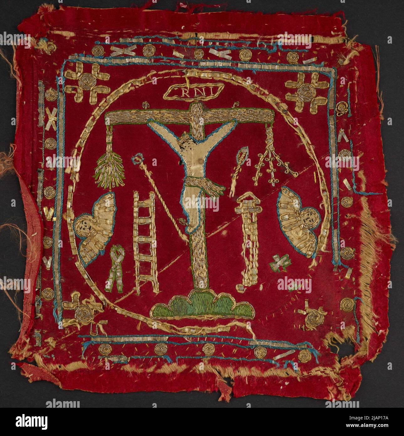 Pall, embroidered, red Crucifixion unknown Stock Photo - Alamy