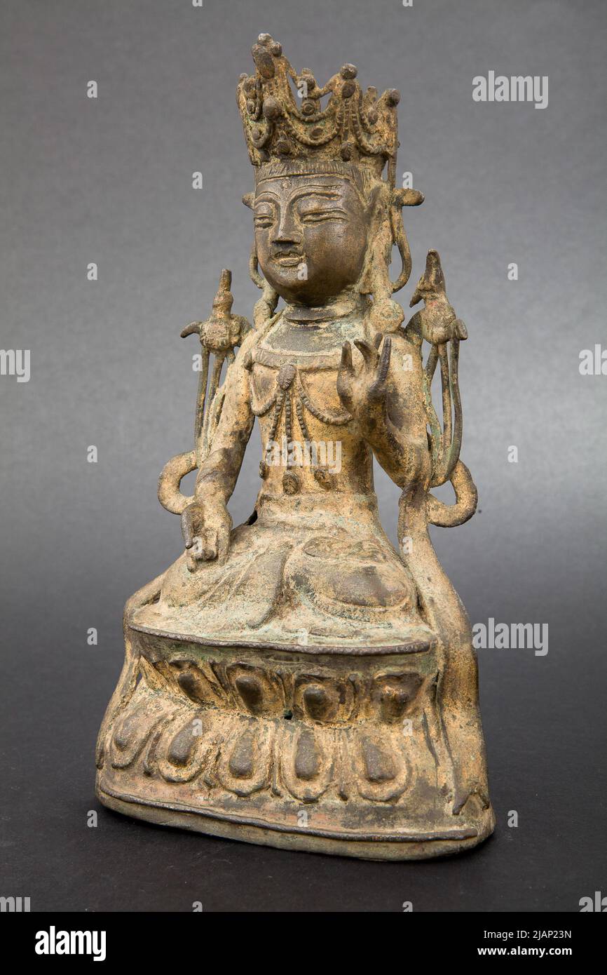 Figurine Bodhisattva Avalokitesvara sitting on the lotus throne unknown ...