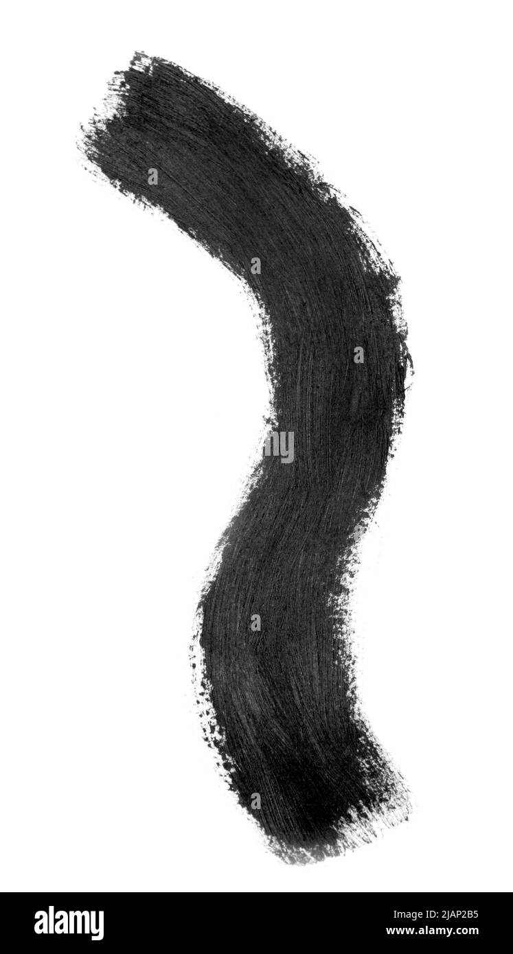 Black brush strokes oil paints on white paper. Isolated on white ...