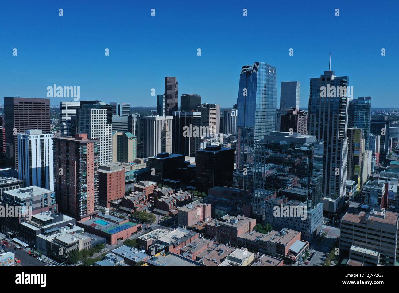 Downtown Denver Drone Sky view Stock Photo - Alamy